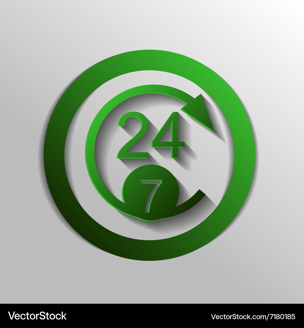 24 7 character 247 open hours a day and 7 Vector Image