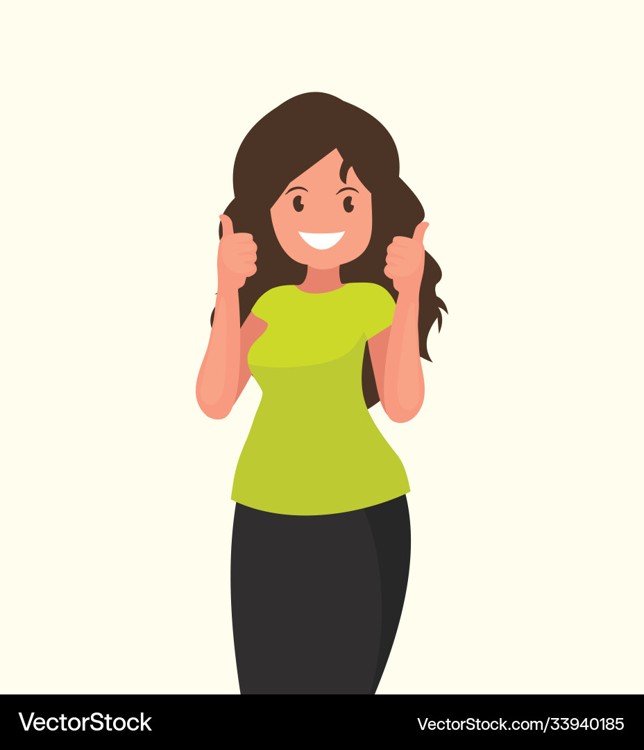 A beautiful woman shows gesture approval Vector Image