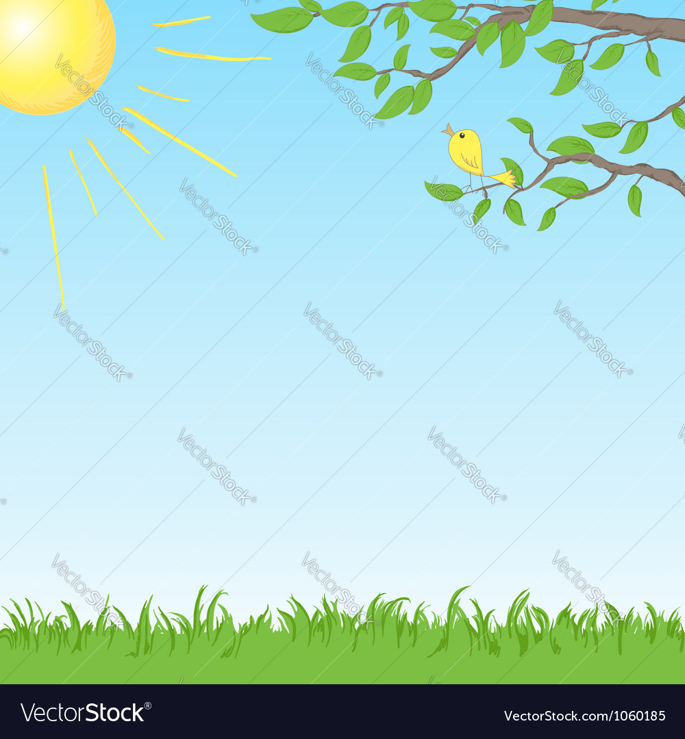 Background with bird on a tree Royalty Free Vector Image