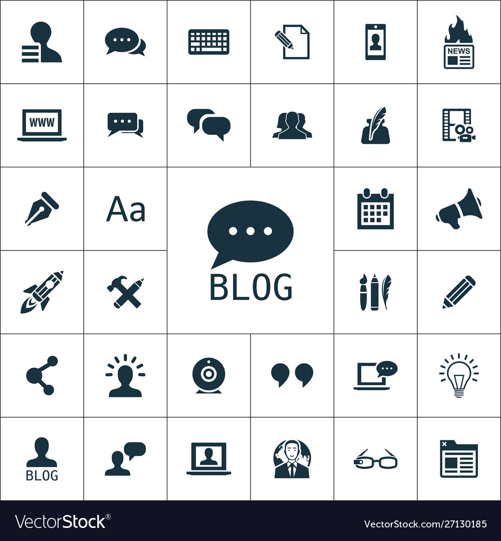 Blog icons universal set for web and ui Royalty Free Vector