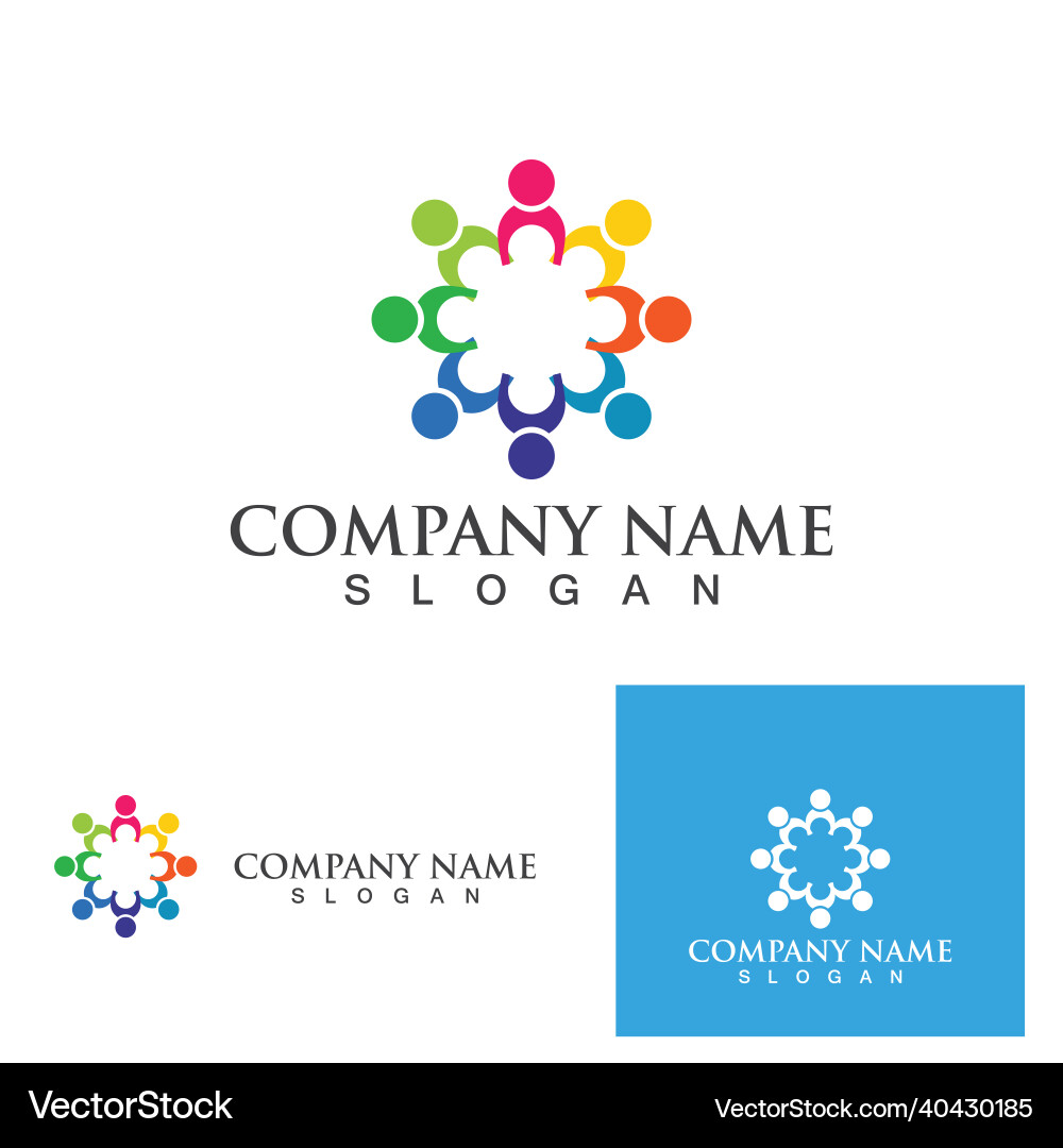 Community group people logo social icon design Vector Image