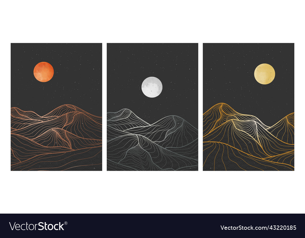 Creative minimalist modern line art print on set Vector Image