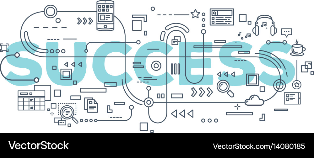 Creative of success word lettering Royalty Free Vector Image