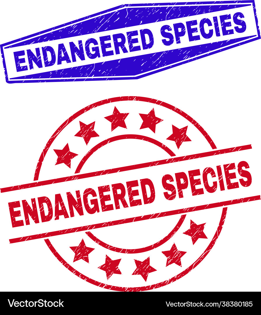 Endangered species textured stamps in circle and Vector Image