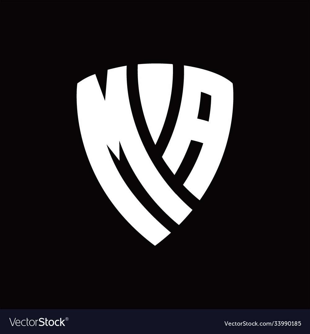 Ma logo monogram with shield elements shape Vector Image