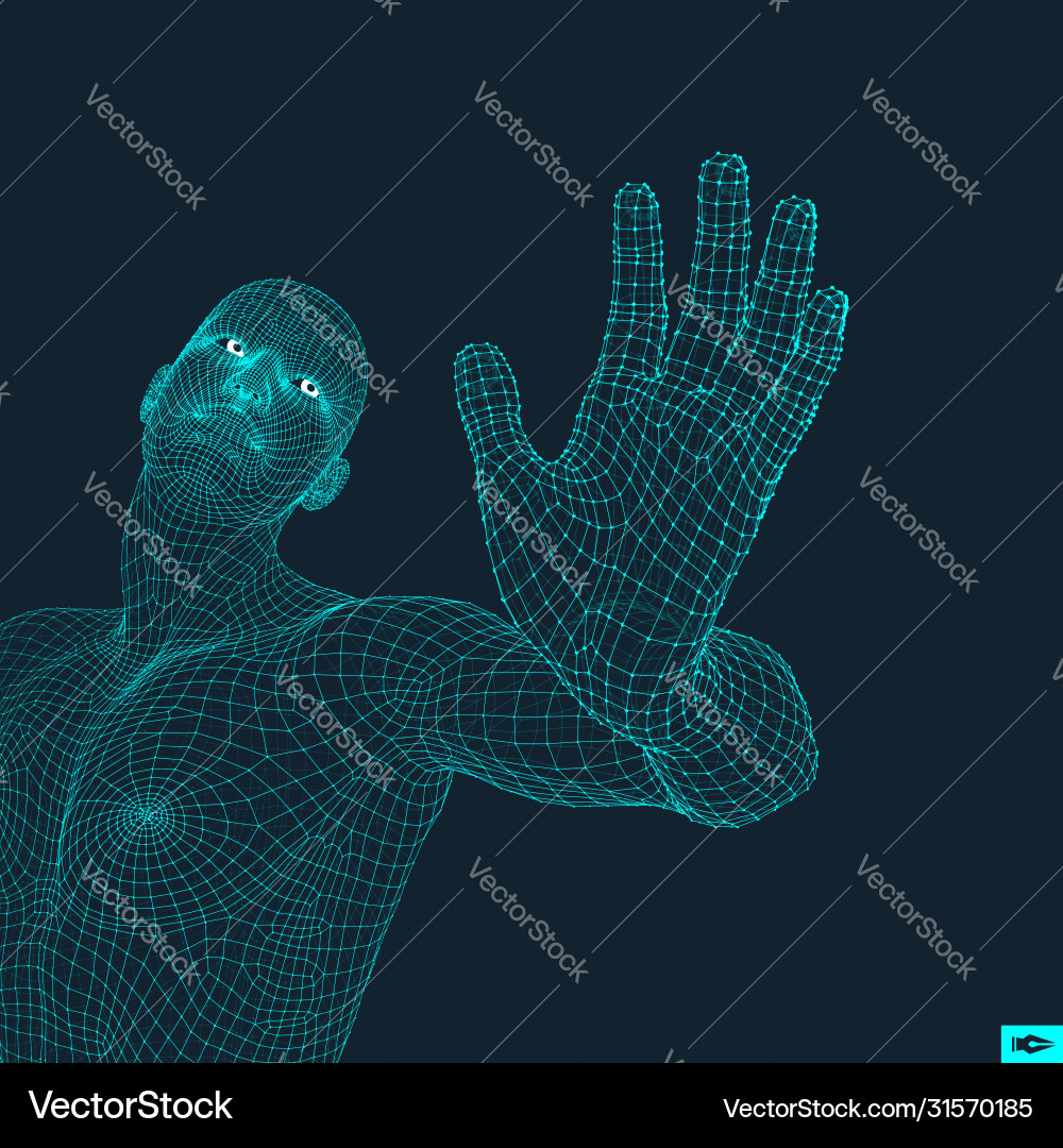 Man with hand up to stop human showing stop Vector Image