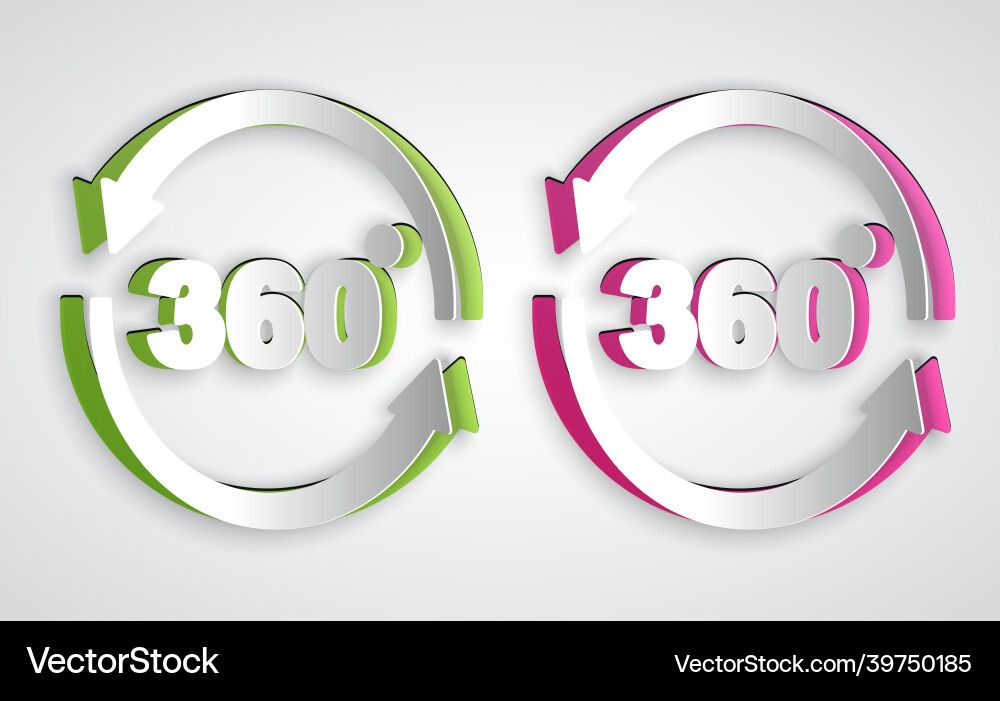Paper cut 360 degree view icon isolated on grey Vector Image
