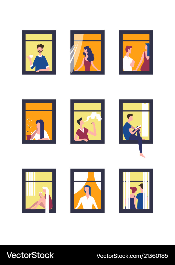 People in windows men and women Royalty Free Vector Image