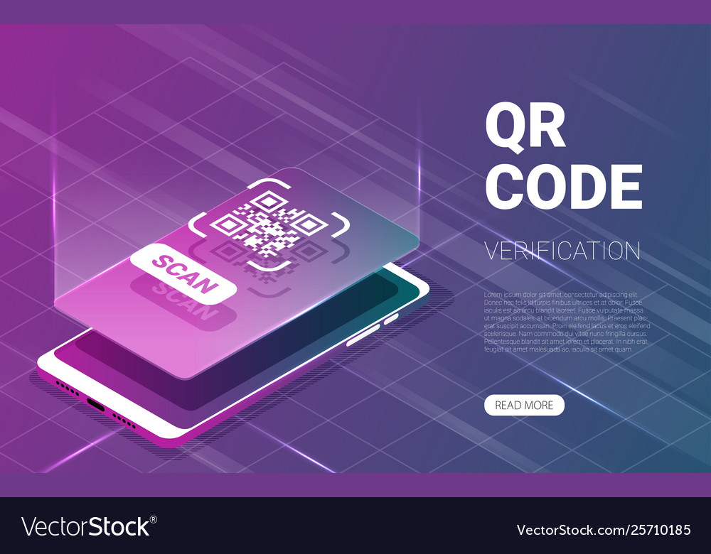 Qr code verification service web banner isometric Vector Image
