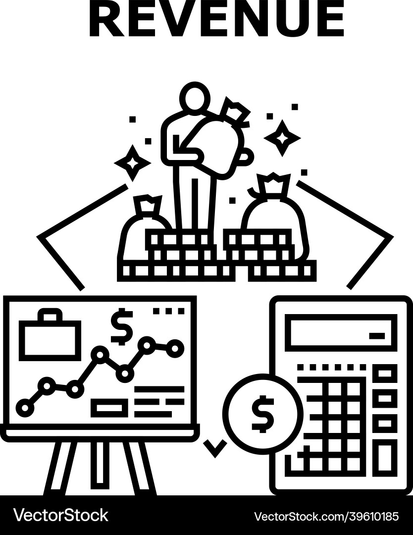 Revenue finance concept black Royalty Free Vector Image