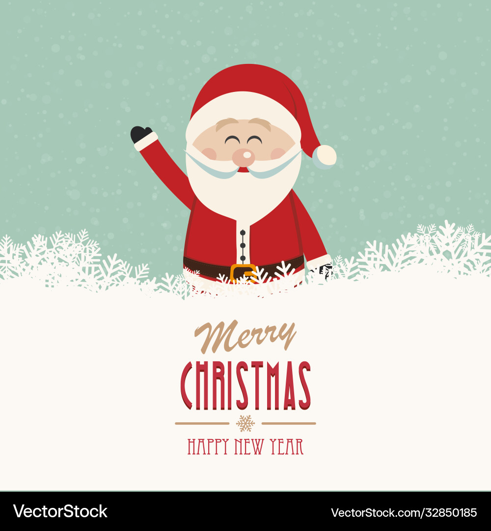 Santa wave merry christmas vintage Royalty Free Vector Image