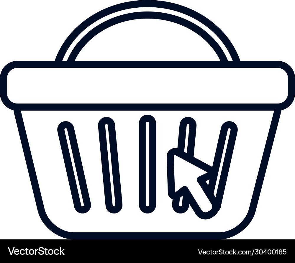 Shopping online concept basket with cursor icon Vector Image