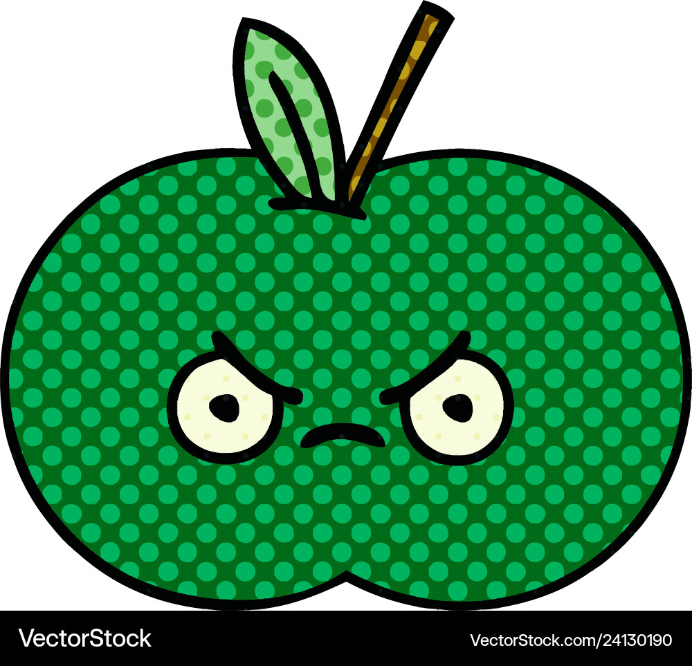 Comic book style cartoon juicy apple Royalty Free Vector
