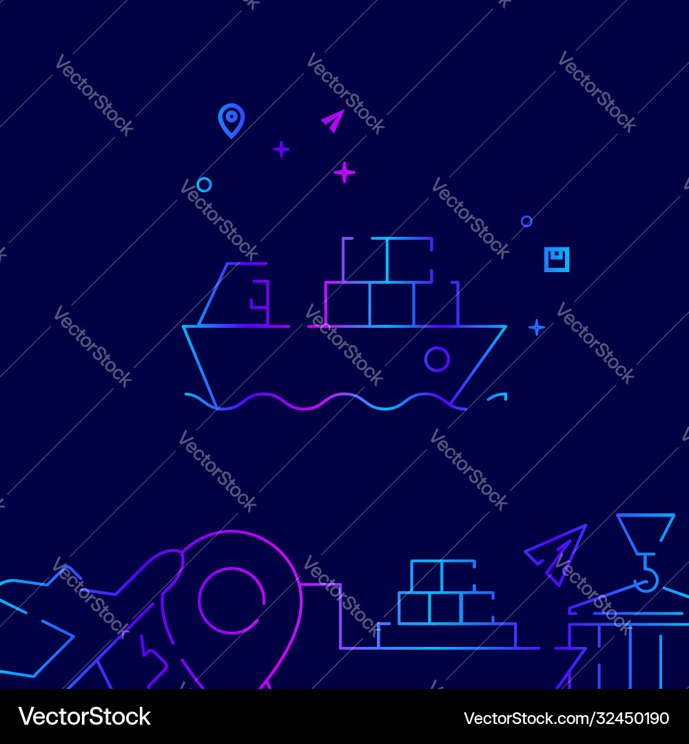 Container ship line icon symbol pictograph sign Vector Image