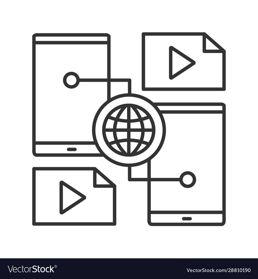 Content sharing linear icon Royalty Free Vector Image