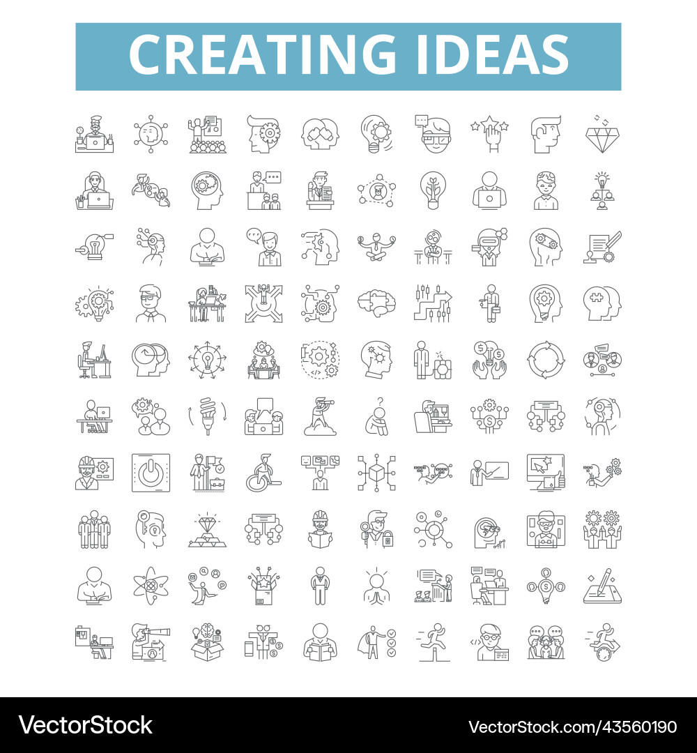 Creating ideas icons line symbols web signs Vector Image