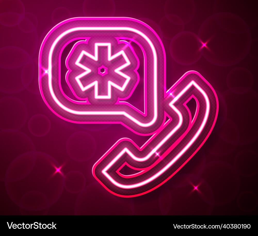 Glowing neon line telephone with emergency call Vector Image
