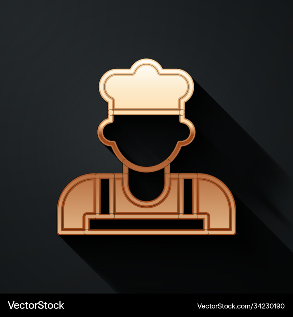 Gold cook icon isolated on black background chef Vector Image