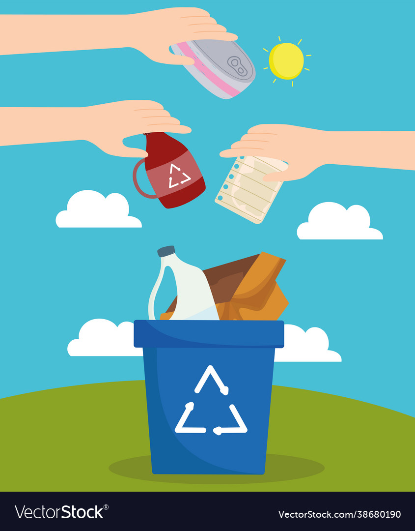 Hands And Assorted Garbage Royalty Free Vector Image