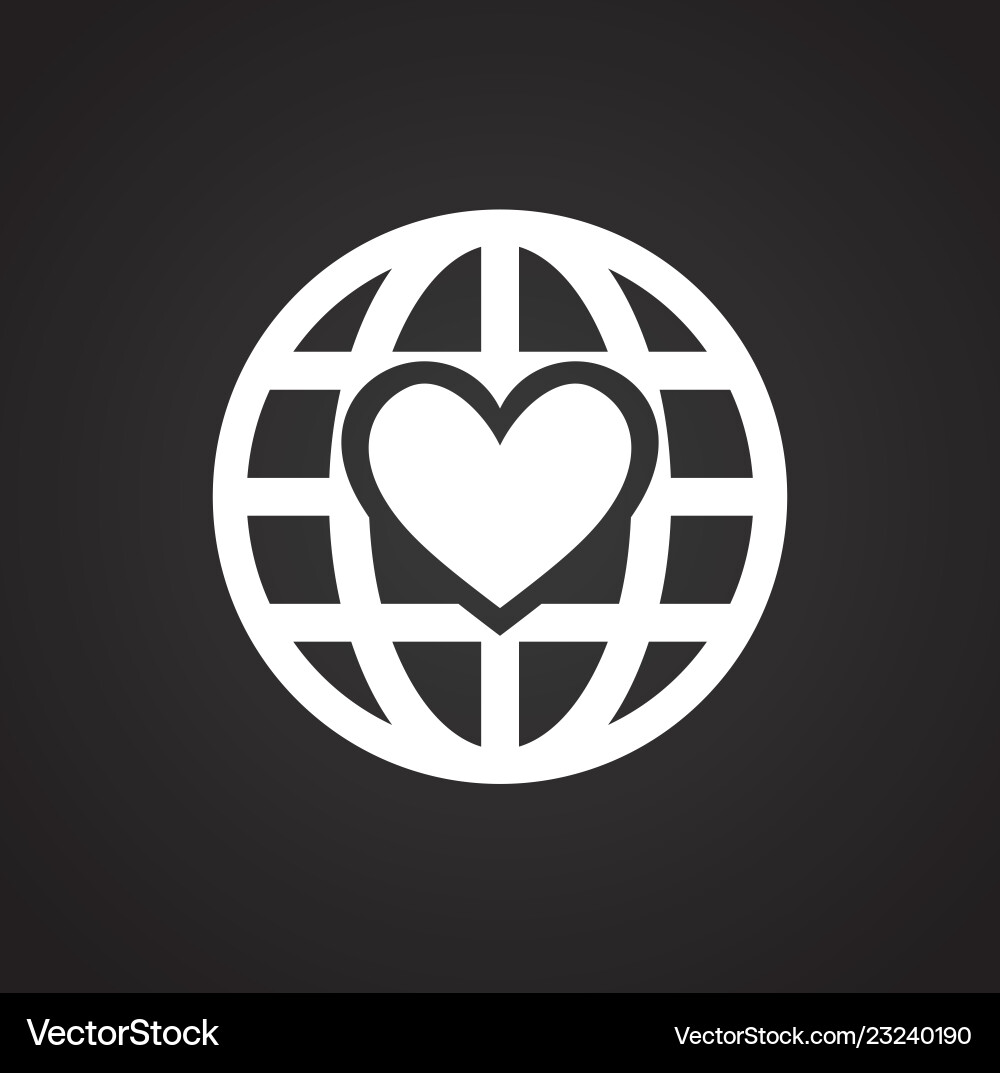 Love world icon on black background for graphic Vector Image