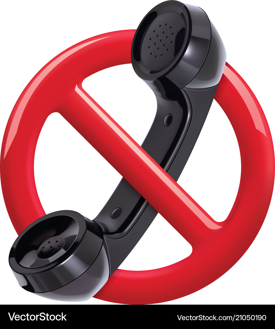 No phone sign red sign on white background Vector Image