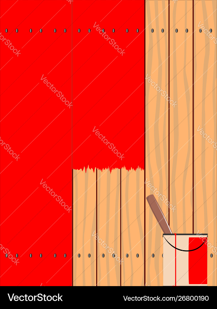 Painting a red fence Royalty Free Vector Image