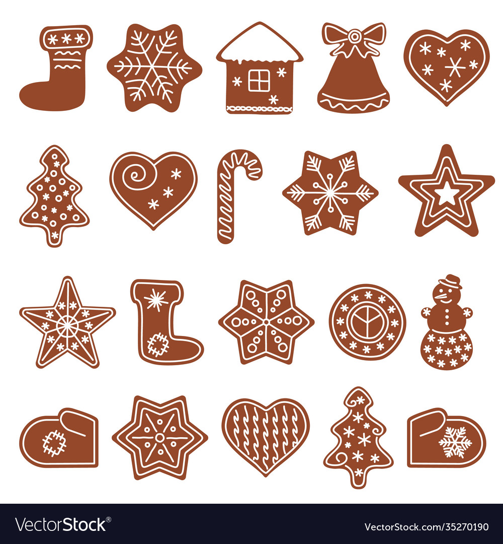 Set with gingerbread cookies different shapes Vector Image