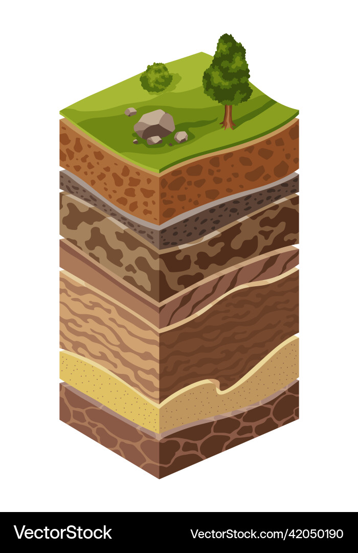 Showing soil layers of earth cross section Vector Image