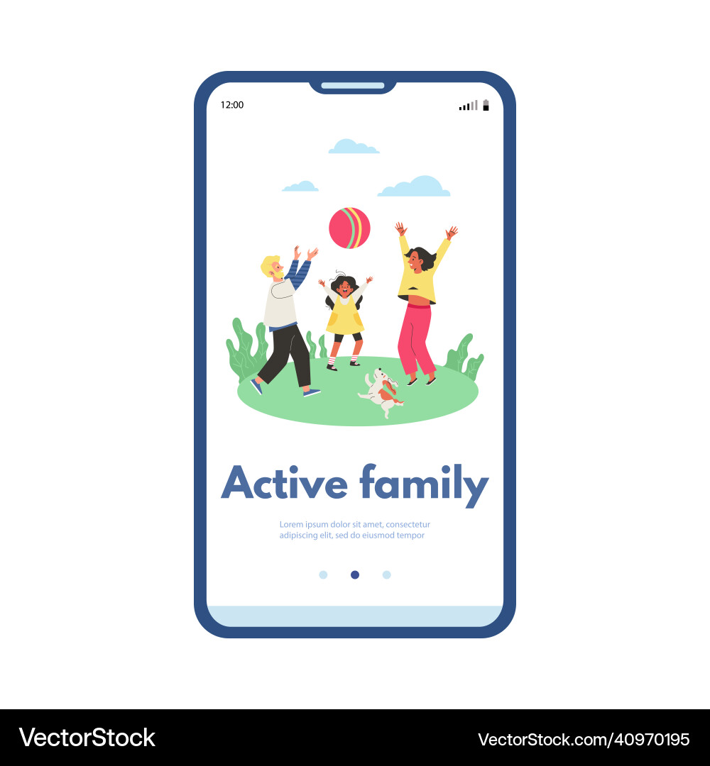Active family onboarding mobile app page banner Vector Image