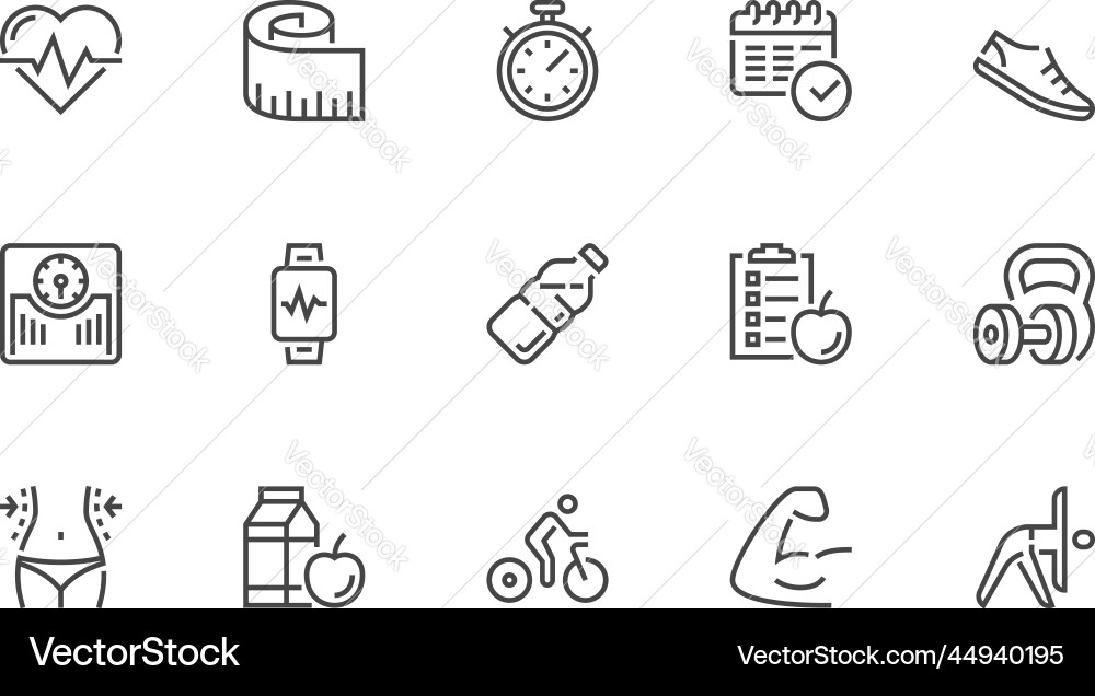 Fitness line icons Royalty Free Vector Image - VectorStock