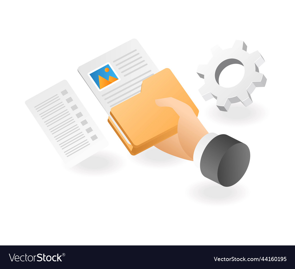 Hand holding data folder Royalty Free Vector Image