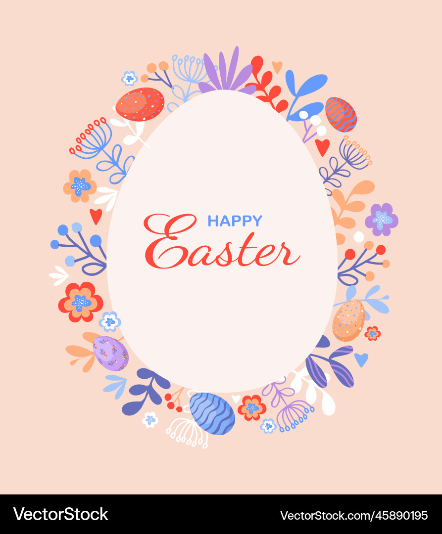 Happy easter egg with flowers spring Royalty Free Vector