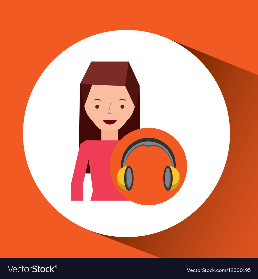 Headphones music character girl pink shirt Vector Image