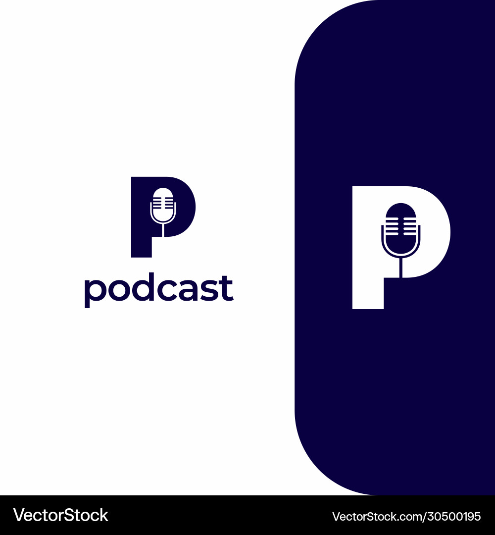 Letter p podcast record logo icon design Vector Image
