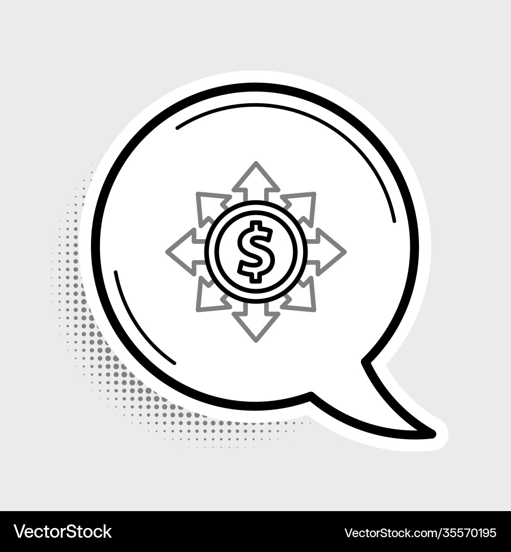 Line dollar share network icon isolated on grey Vector Image