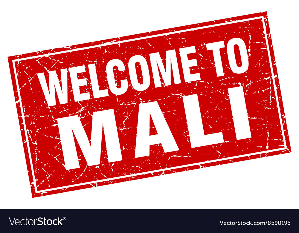 Mali red square grunge welcome to stamp Royalty Free Vector