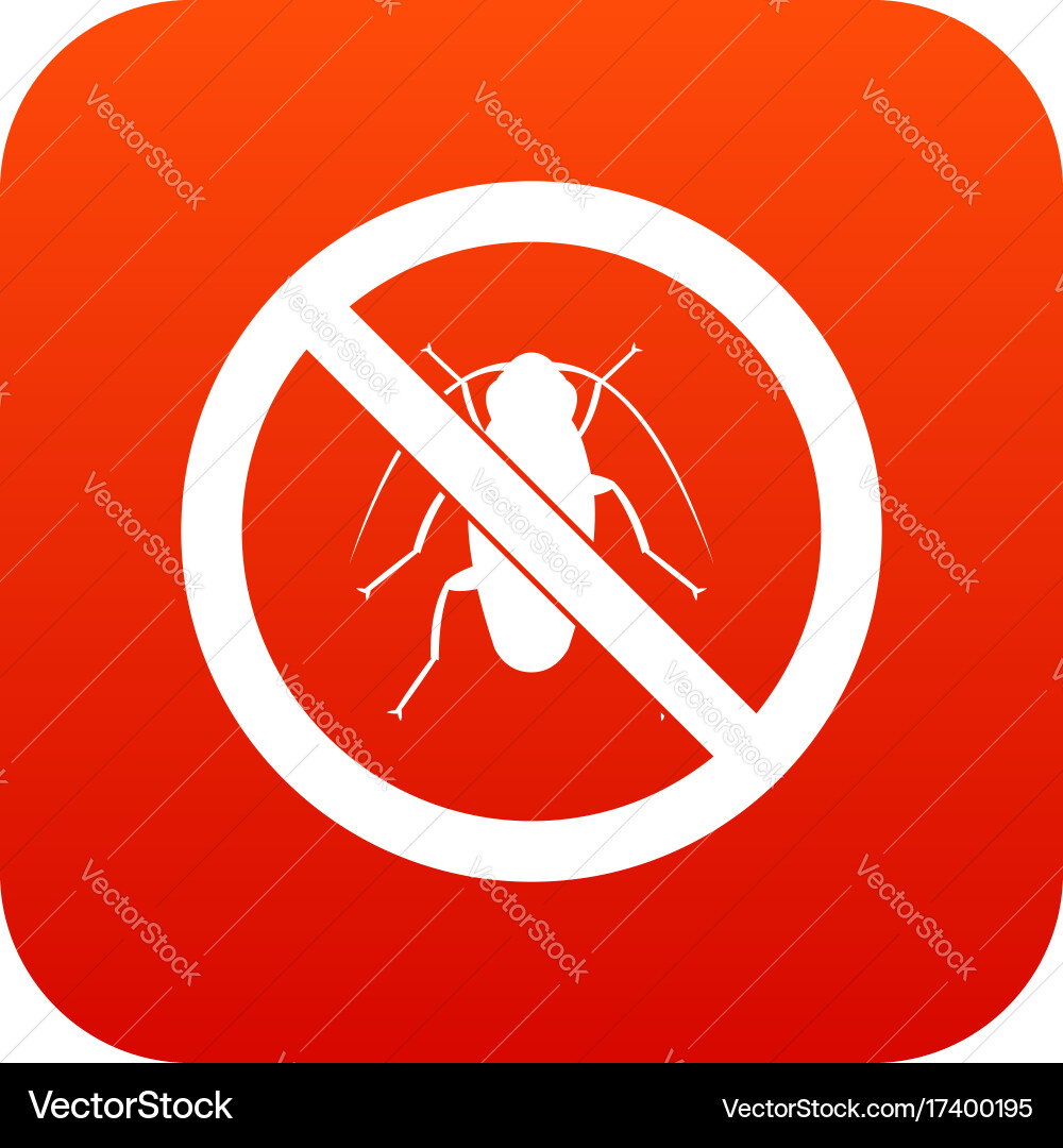 No cockroach sign icon digital red Royalty Free Vector Image
