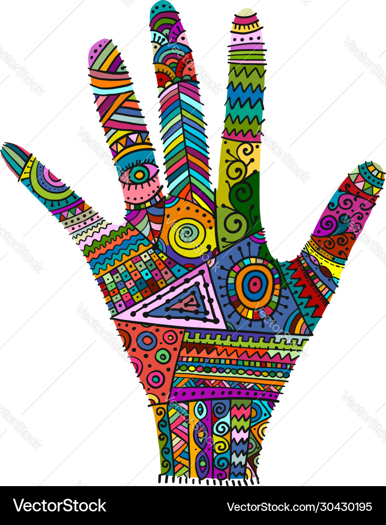 Ornate hand boho style sketch for your design Vector Image