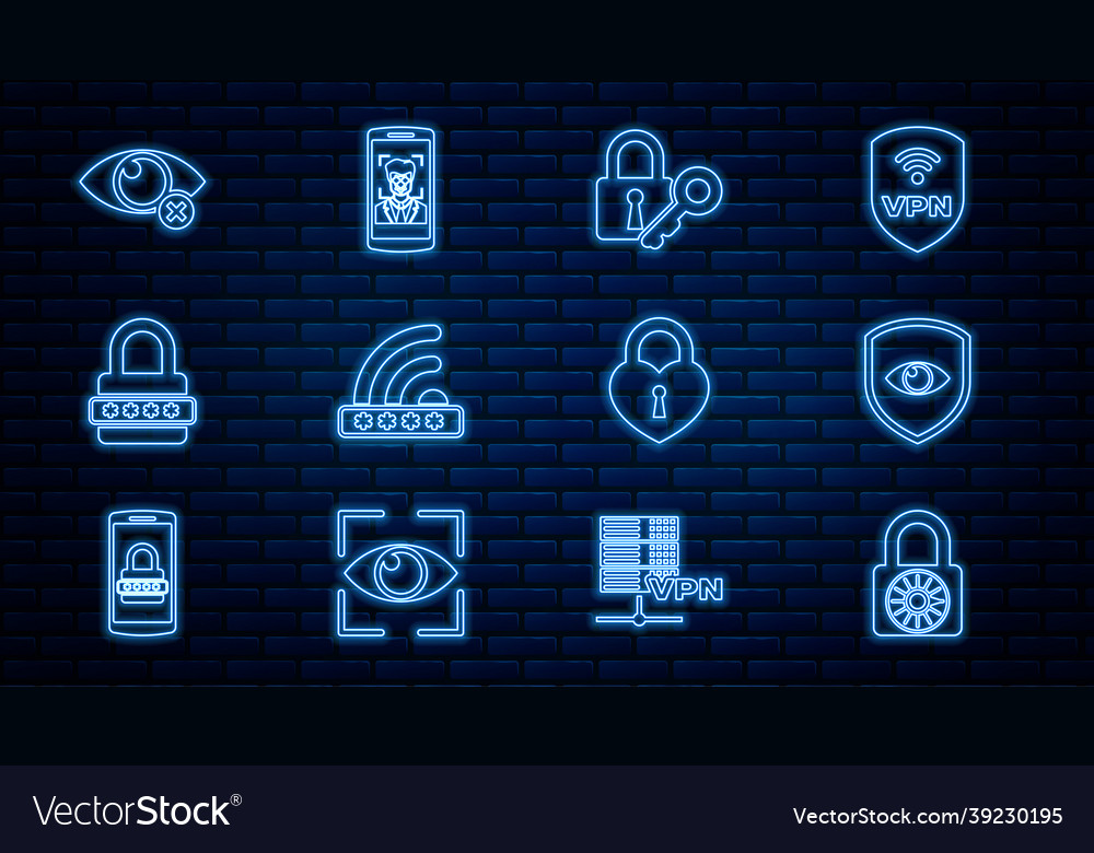 Set Line Safe Combination Lock Wheel Shield Vector Image