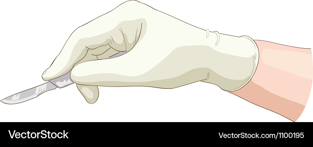 The hand holds a scalpel Royalty Free Vector Image