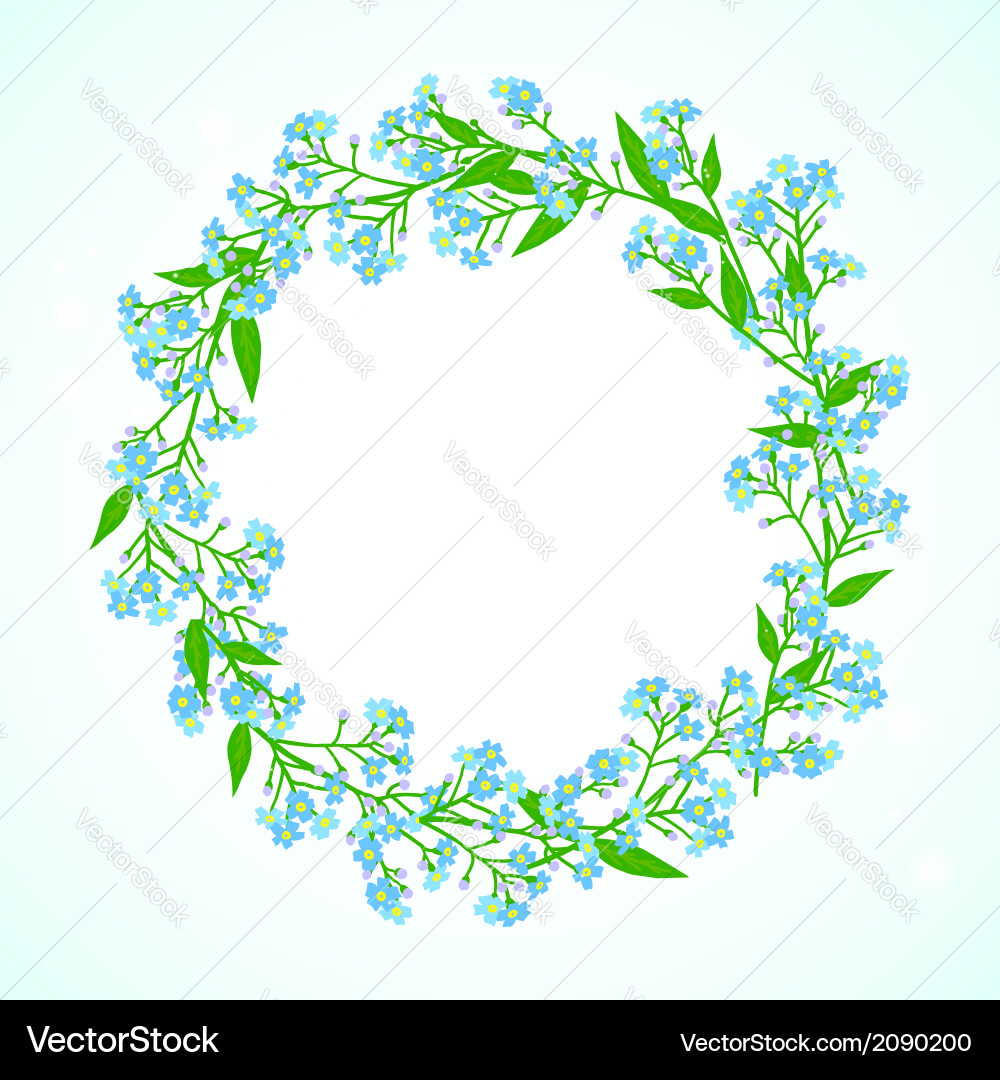 Card with forget me not flowers wreath Royalty Free Vector