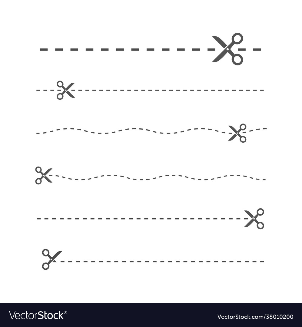 Dashed line and scissors Royalty Free Vector Image