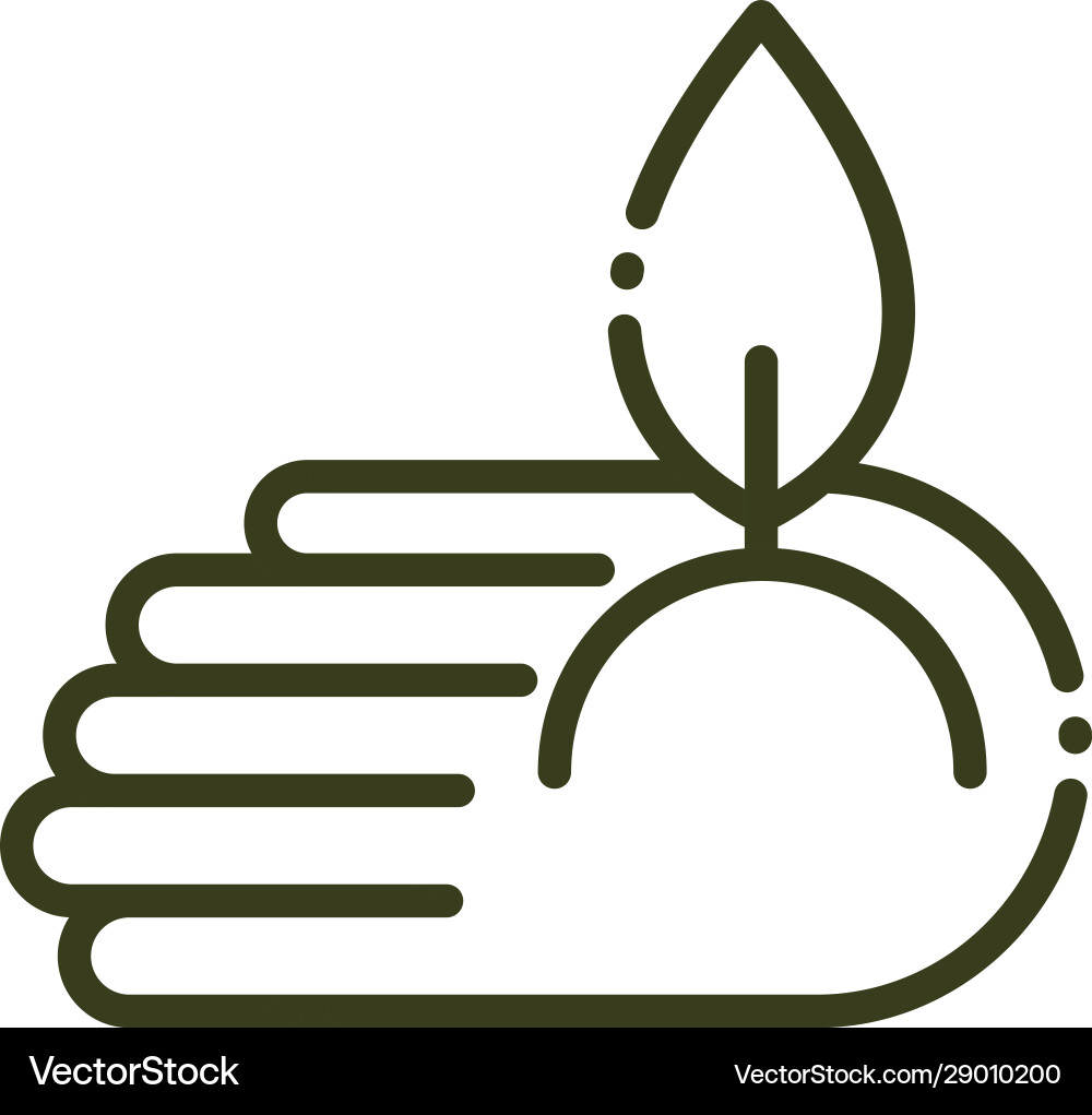 Hand with leaf foliage ecology nature line design Vector Image