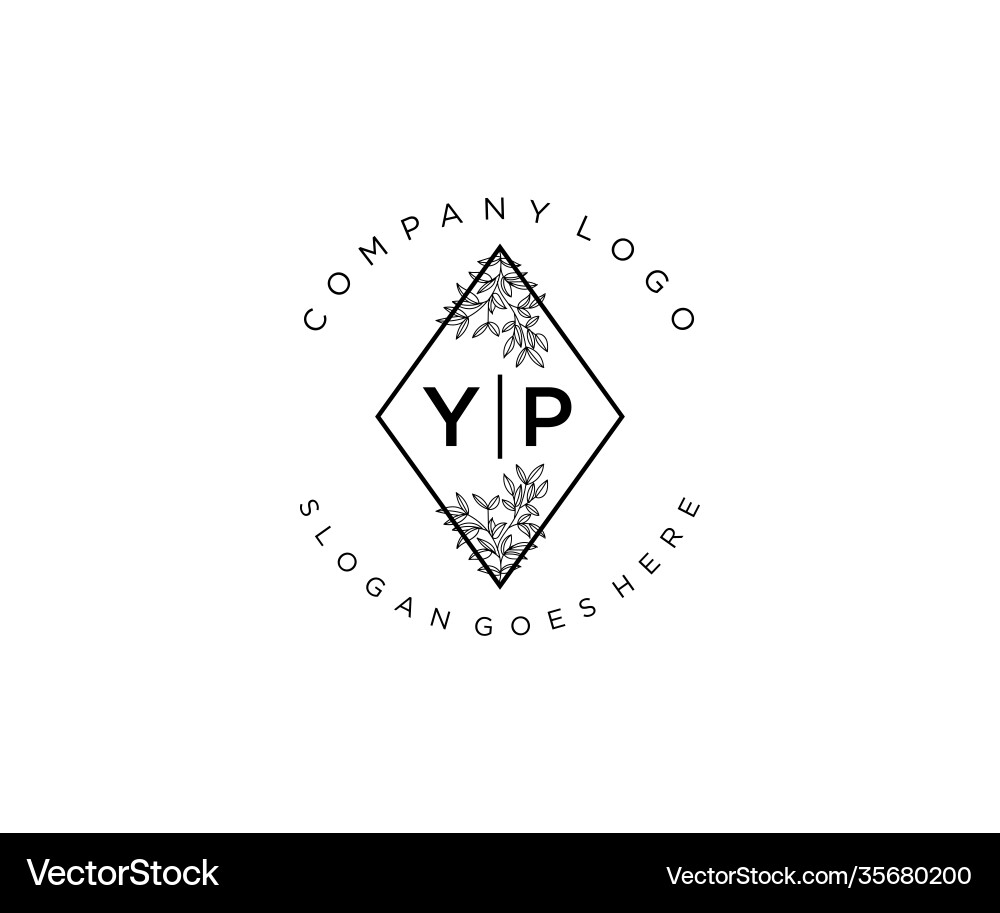 Initial yp letters beautiful floral feminine Vector Image