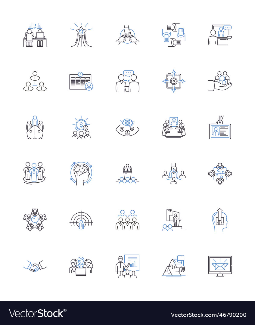 Joint venture line icons collection collaborate Vector Image