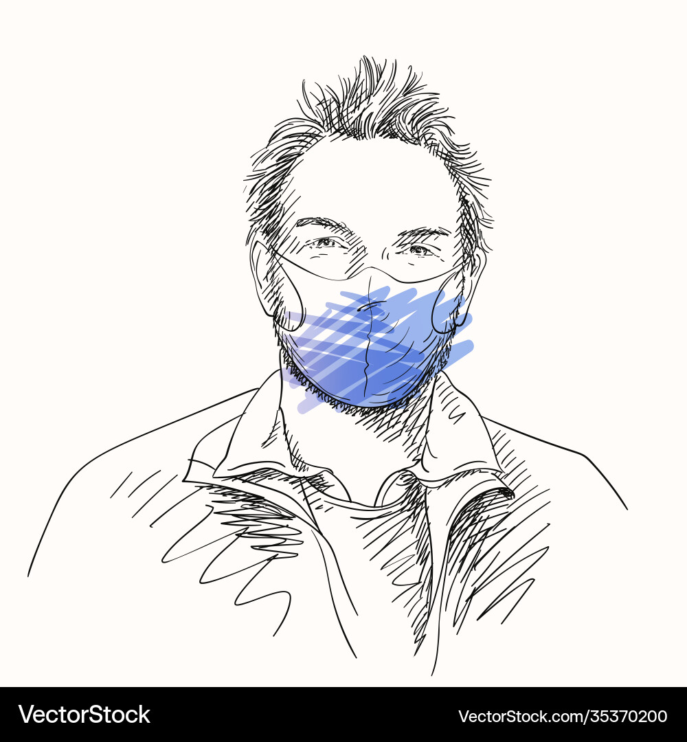 Man in face mask for coronavirus prevention Vector Image
