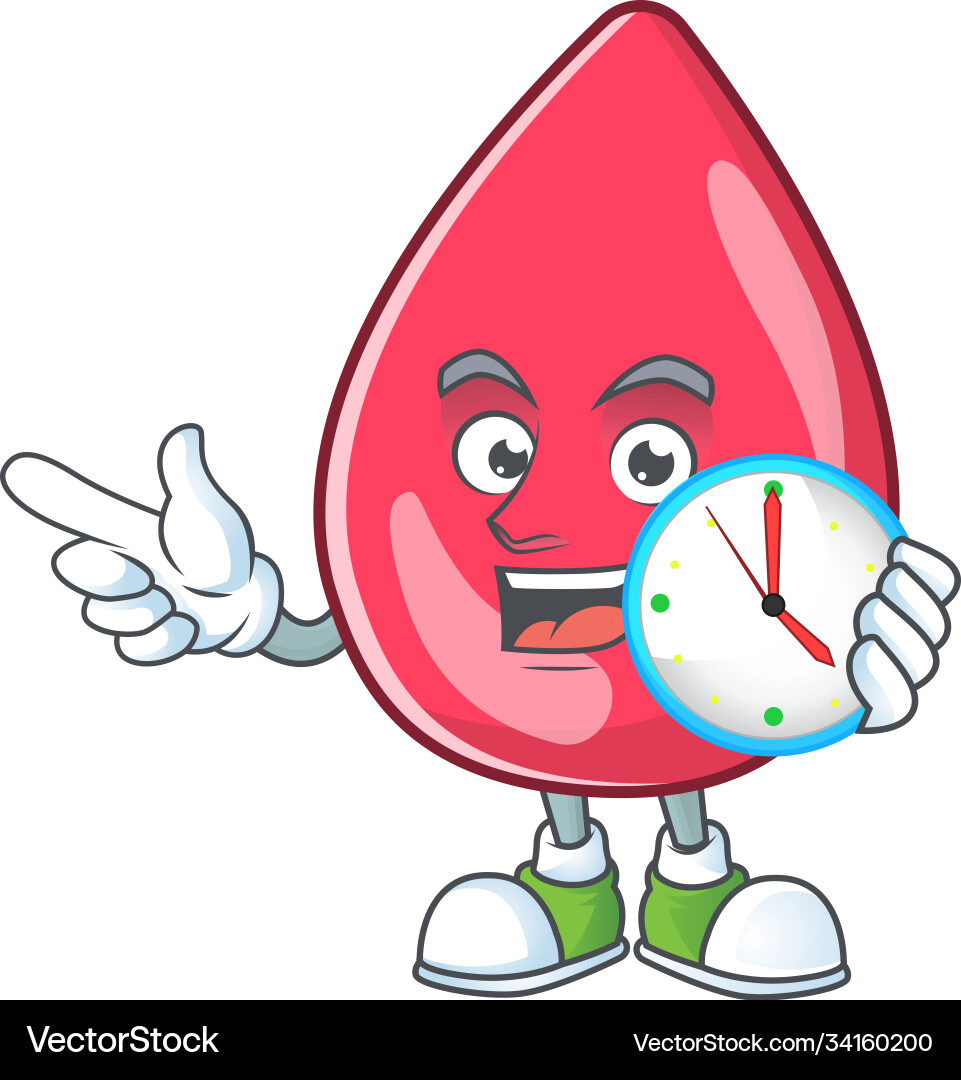 Red blood mascot concept holding a circle clock Vector Image