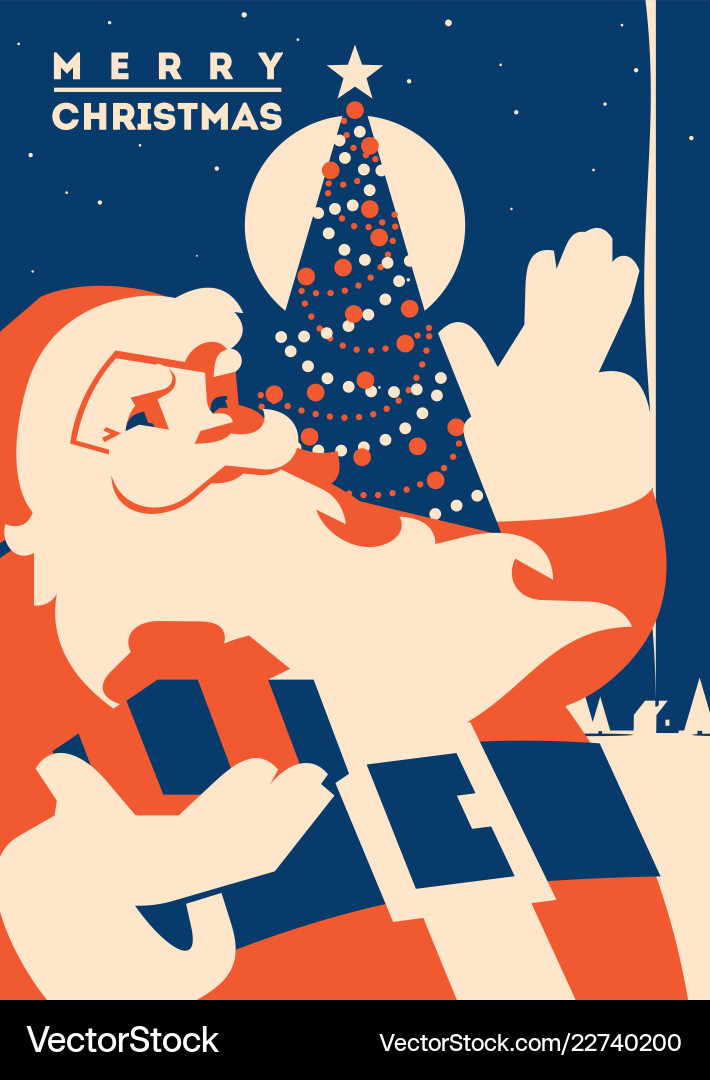 Santa claus with christmas tree minimalistic Vector Image
