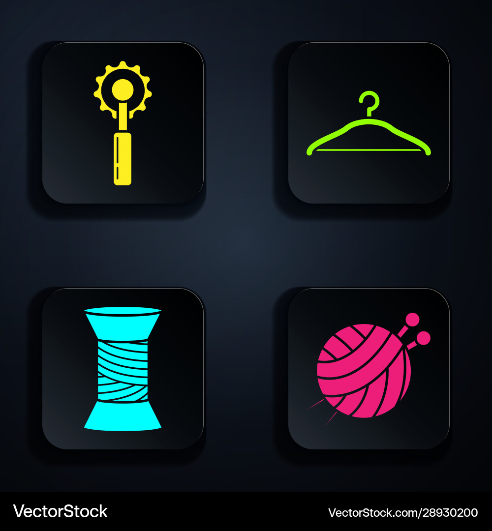 Set yarn ball with knitting needles cutter tool Vector Image