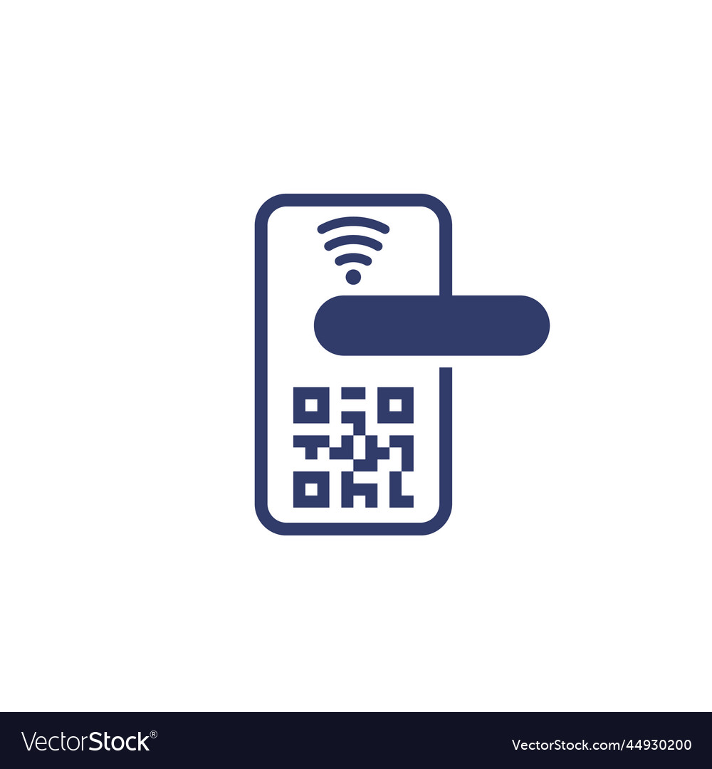 Smart door lock with qr code icon Royalty Free Vector Image